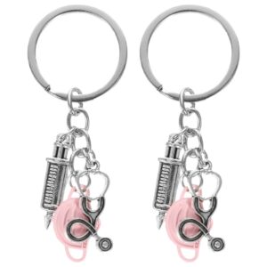 safigle 2 pcs nurse keychain student nurse keychain tool injection pendant key rings for nurse women graduation christmas birthday