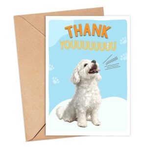 Bichon Frise Dog Card, Dog Thank You Card, Cute Pun Thank You Card For Him Her, For Friends, Teacher, Boss, Coworker, Dog Lover Gift, Veterinarian Thank You Gift, Bichon Frise Dog Lover