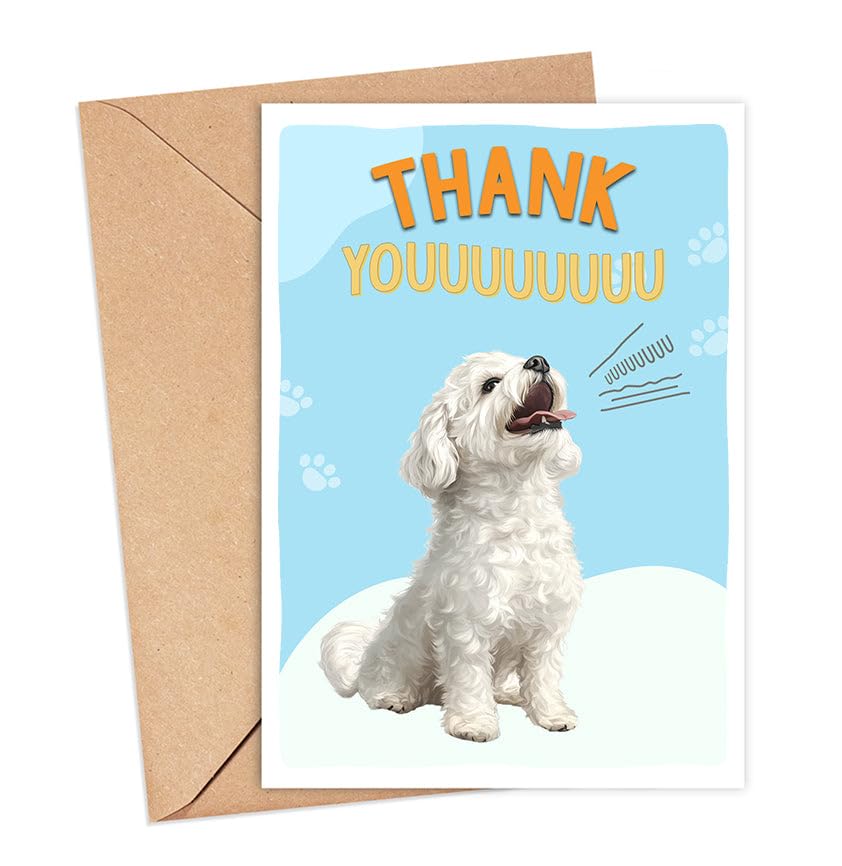 Bichon Frise Dog Card, Dog Thank You Card, Cute Pun Thank You Card For Him Her, For Friends, Teacher, Boss, Coworker, Dog Lover Gift, Veterinarian Thank You Gift, Bichon Frise Dog Lover