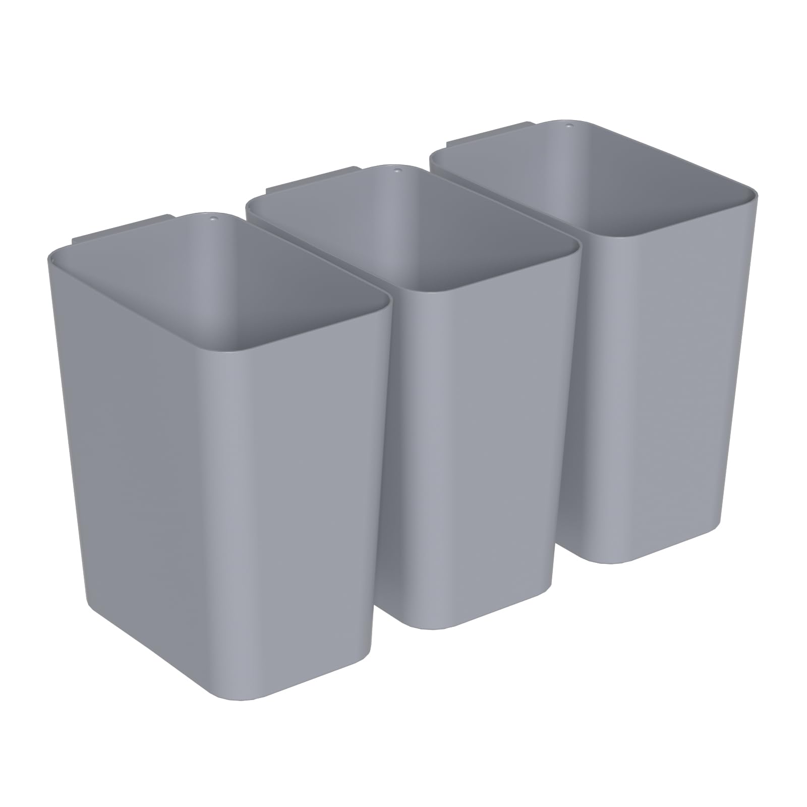 Hespama 4 Gallon Garbage Can Open Top, 3 Packs, Plastic Kitchen Waste Baskets, Grey