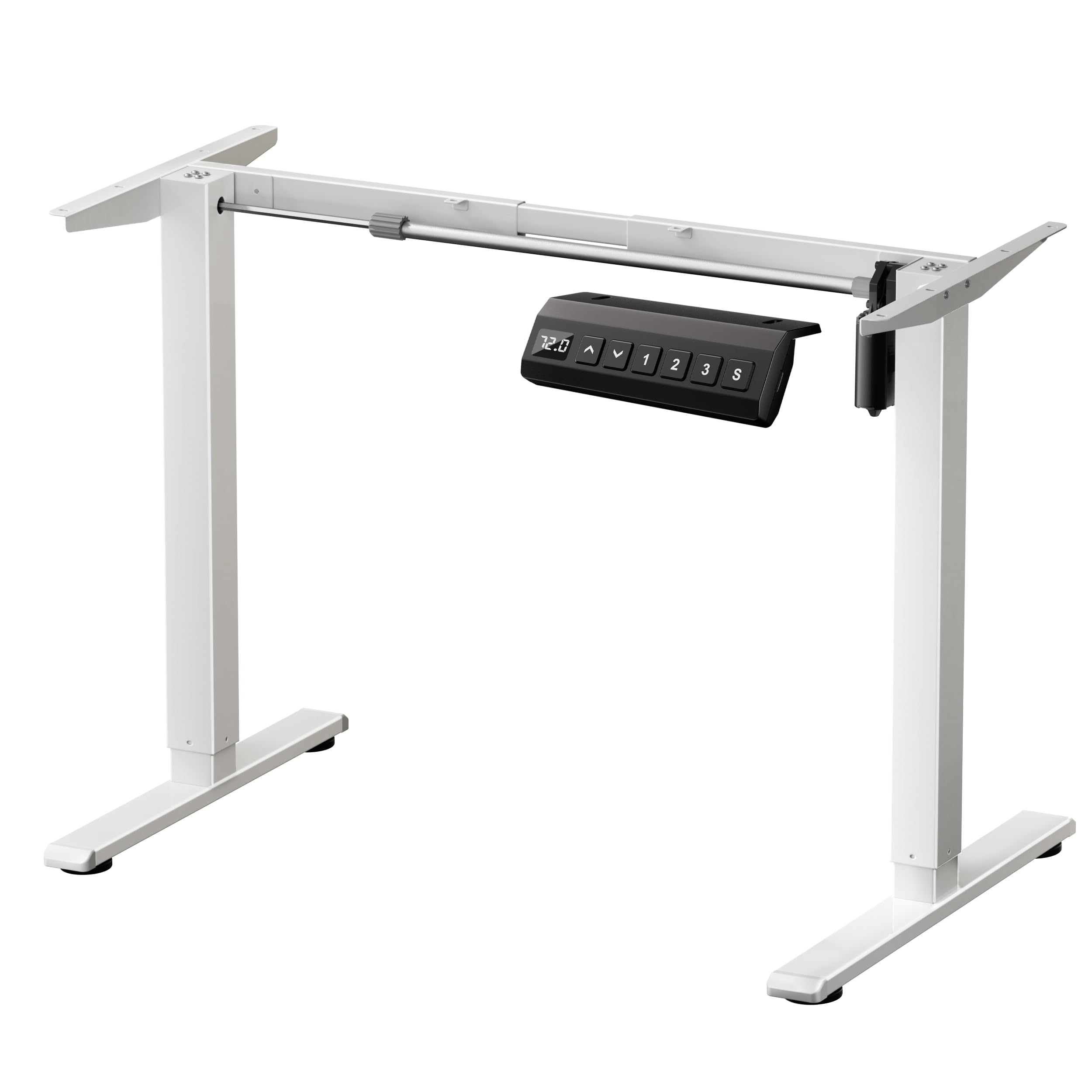 GallopFun Standing Desk Frame, Adjustable Motorized Desk Legs for 37 to 77.5’’ Desktop, Electric Desk Frame with Custom Height, Stand Up Desk Base Workstation Frame for Home Office, White Frame Only