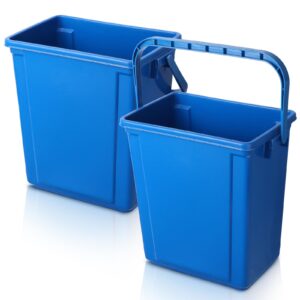 doublefill 2 pack 12 quart/ 3 gallon square cleaning bucket compact sanitizing buckets organizer cleaning pail with handle square detergent bucket plastic mop bucket for commercial home, dark blue