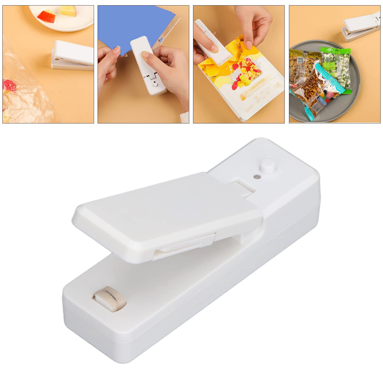 Portable Mini Bag Sealer, with Magnet USB Charging Plastic Bag Sealing Machine for Snacks Chips Fresh Storage Home Kitchen Use (White)