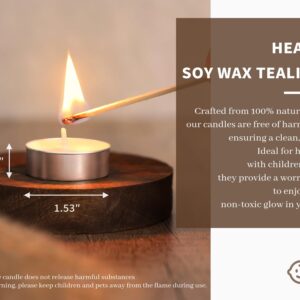 Soy Tealight Candles | 50 Pack | 4 Hours - 100% Natural Soy Wax Tea Candles | Paraffin-Free, Unscented Tealights Small Candles in Bulk, Long Burning Tea Lights Candles for Shabbat, Home, Wedding