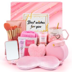 gifts for women, 10pcs unique birthday gifts for women, mom, wife, girlfriend, sister, her, best friend,colleague,christmas, valentine's day, mother's day gift basket-pink