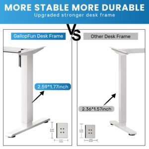 GallopFun Standing Desk Frame, Adjustable Motorized Desk Legs for 37 to 77.5’’ Desktop, Electric Desk Frame with Custom Height, Stand Up Desk Base Workstation Frame for Home Office, White Frame Only