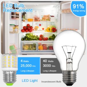 Megereet KEI D34L Refrigerator Bulbs AC 100-265V 3.5W Refrigerator Refrigerator Bulb Replacement 40W Halogen Equivalent Freezer 5304511738 Light Bulb Appliance Daylight White 5000K Pack of 2