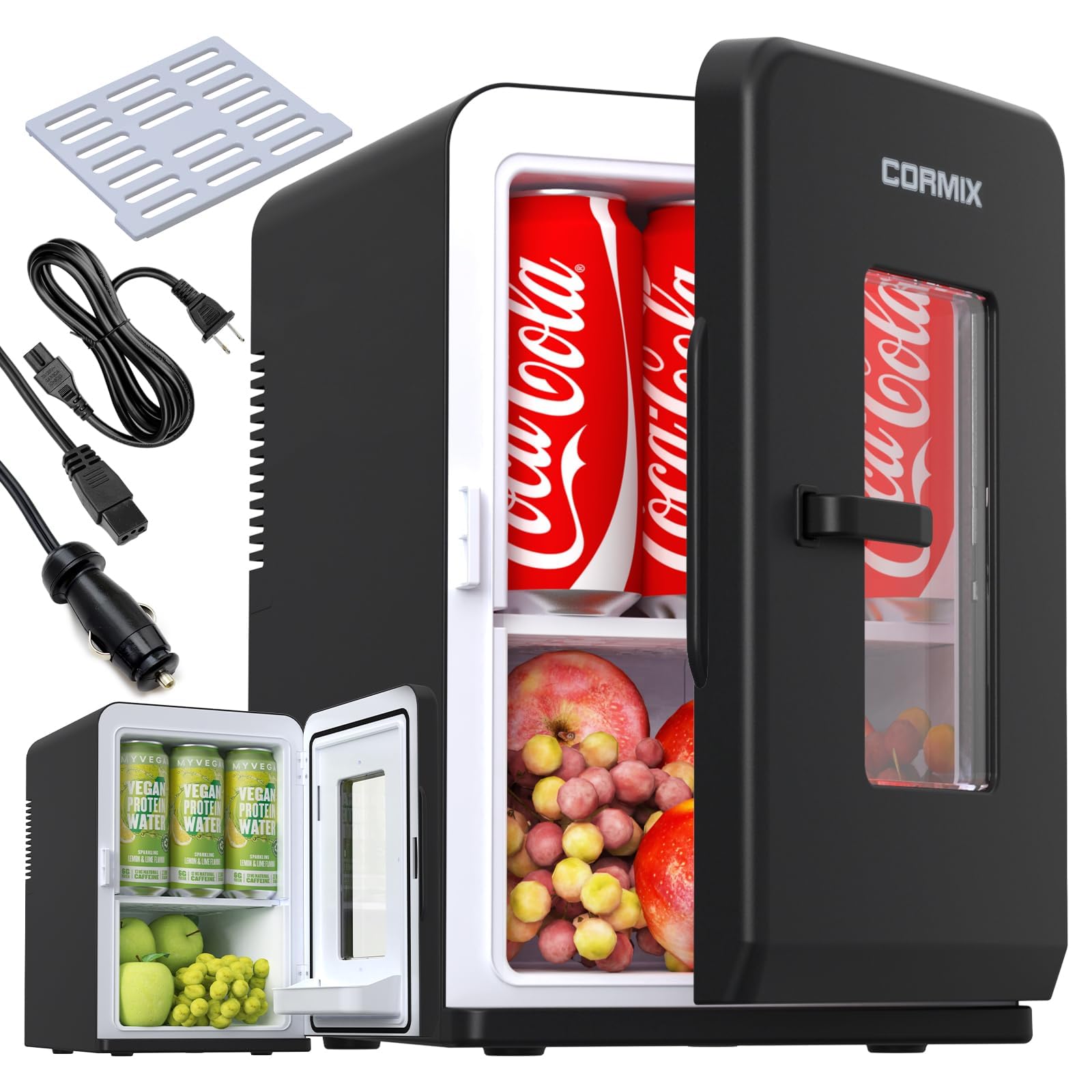 Mini Fridge for Bedroom, 15 Litre/21 Cans Portable Mini Refrigerator with AC/DC Power for Office, Dorm and Car, Thermoelectric Cooler & Warmer Skincare Fridge for Drinks, Food, Cosmetics