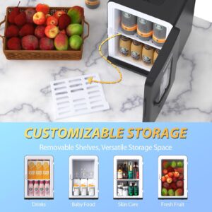 Mini Fridge for Bedroom, 15 Litre/21 Cans Portable Mini Refrigerator with AC/DC Power for Office, Dorm and Car, Thermoelectric Cooler & Warmer Skincare Fridge for Drinks, Food, Cosmetics