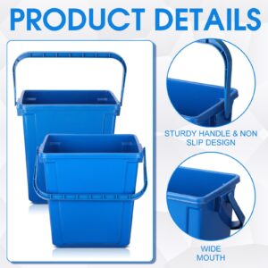 DoubleFill 2 Pack 12 Quart/ 3 Gallon Square Cleaning Bucket Compact Sanitizing Buckets Organizer Cleaning Pail with Handle Square Detergent Bucket Plastic Mop Bucket for Commercial Home, Dark Blue