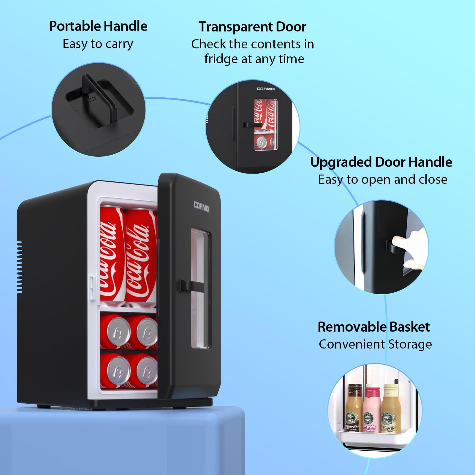 Mini Fridge for Bedroom, 15 Litre/21 Cans Portable Mini Refrigerator with AC/DC Power for Office, Dorm and Car, Thermoelectric Cooler & Warmer Skincare Fridge for Drinks, Food, Cosmetics