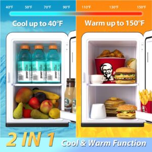 Mini Fridge for Bedroom, 15 Litre/21 Cans Portable Mini Refrigerator with AC/DC Power for Office, Dorm and Car, Thermoelectric Cooler & Warmer Skincare Fridge for Drinks, Food, Cosmetics