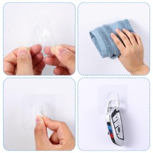 Tyqour 20pcs Heavy Duty Sticky Wall Hooks Stick on Hooks for Hanging Clear Self Adhesive Hooks Removable Hooks No Damage Wall Hooks for Hanging Window Kitchen Cabinet Shower Wardrobe