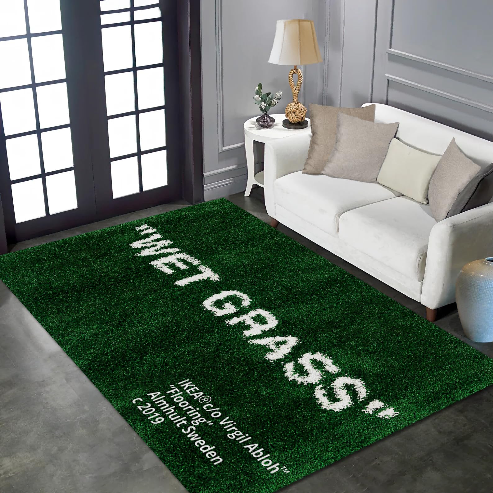 Keep Off Area Rug Green Rugs Modern Home Decor Polyester Carpet 3D Printed Large Pop Rug for Game Room Bedroom Living Room Non-Slip Floor Mat 3.3' x 5'