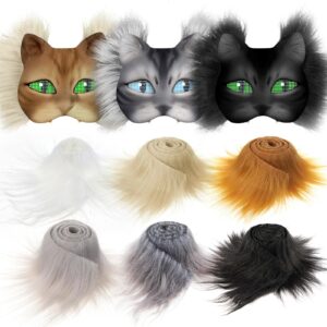 seenelling 6 pcs faux fur strips for therian mask fluffy fuzzy fur fabric craft fur for therian gear furry mask diy material(vibrant color,6 pcs)