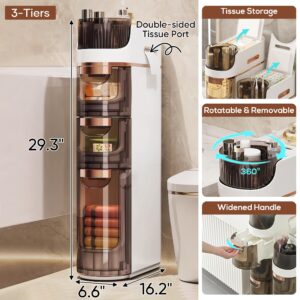 3 Drawers Slim Bathroom Storage Cabinet, Narrow Floor Cabinet with Wheels Toilet Paper Holder, Waterproof Bathroom Storage Organizer for Small Spaces, Kitchen, Laundry, Office, Bedroom, Out of The Box