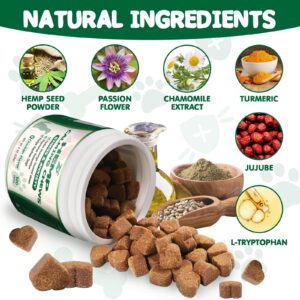 Hemp Calming Chews for Dogs Calming Treats - Anxiety Relief Treats, Composure Dog Calming Chews Helps with Dog Separation, Stress Relief, Sleep Calm Treats with Valerian Root, L-Tryptophan 120 Chews