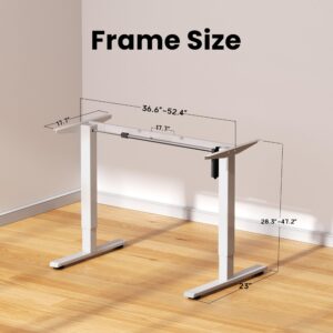 GallopFun Standing Desk Frame, Adjustable Motorized Desk Legs for 37 to 77.5’’ Desktop, Electric Desk Frame with Custom Height, Stand Up Desk Base Workstation Frame for Home Office, White Frame Only