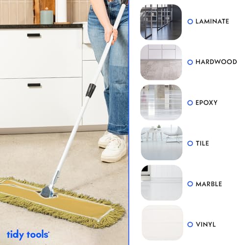 24 Inch Yellow Dust Mop with Metal Handle and 24 Inch Dust Mop Refill Bundle - 6 Mop Sets and 6 Refills