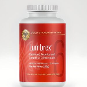 Lumbrex Joint Pain and Stiffness Relief Supplement for Dogs by Gold Standard Herbs, All Natural Angelica Root and Loranthus, 250 gram Powder