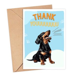 greenstar gifts dachshund dog card, dog thank you card, cute pun thank you card for him her, for friends, teacher, boss, coworker, dog lover gift, veterinarian thank you gift, dachshund dog lover