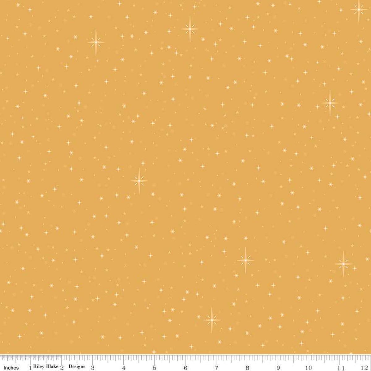 Riley Blake Christmas Wishes C15046 Gold Starry Sky Cotton Fabric