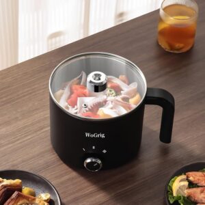 1.8L Electric Hot Pot，Ramen Cooker, Dual power supply Mini Portable Multi-Functional Lazy Pot for Pasta, Noodles, Egg, Soup,Rice，Non-Stick Noodle Cooker with Boil Dry Protection for Dorm, Office