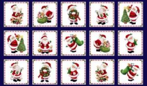 cotton fabric christmas santa block panel 24 x 44" - 4129midnight 7 inch square blocks cotton fabric panel