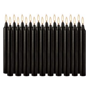 unscented black taper candles, 4 inch, 20 pcs, smokeless candles for dinners, parties, ceremonies, shabbat, 1.5 hours