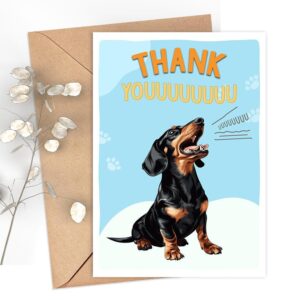 GreenStar Gifts Dachshund Dog Card, Dog Thank You Card, Cute Pun Thank You Card For Him Her, For Friends, Teacher, Boss, Coworker, Dog Lover Gift, Veterinarian Thank You Gift, Dachshund Dog Lover