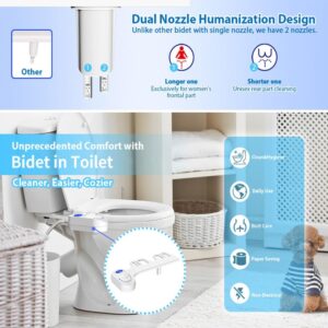 RADAAB Bidet Attachment for Toilet, Dual Nozzle with Self-Cleaning Bidet Toilet Seat (Frontal/Rear Wash) for Toilet Bathroom Bidet Toilet Sprayer