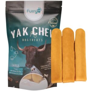 furry fam | yak cheese himalayan dog chews - dog treats for small breed - yak chews long lasting - dental chews for dog - healthy dog treats (large - 3 sticks)