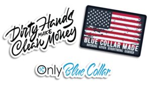 sticky expressions | only blue collar, dirty hands clean money sticker & american flag hard hat stickers for men (3 pcs) – durable, waterproof hard hat stickers for men.