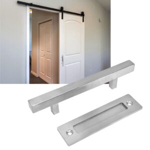 TANIQIACA Stainless Steel Sliding Barn Door Handle - Double Sided Brushed Finish, Ergonomic & for Garage, Barn, Closet - Installation for Home & Commercial Use