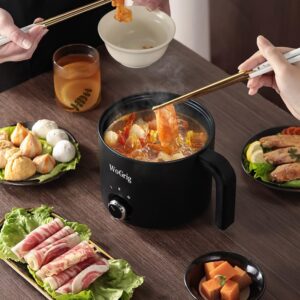 1.8L Electric Hot Pot，Ramen Cooker, Dual power supply Mini Portable Multi-Functional Lazy Pot for Pasta, Noodles, Egg, Soup,Rice，Non-Stick Noodle Cooker with Boil Dry Protection for Dorm, Office