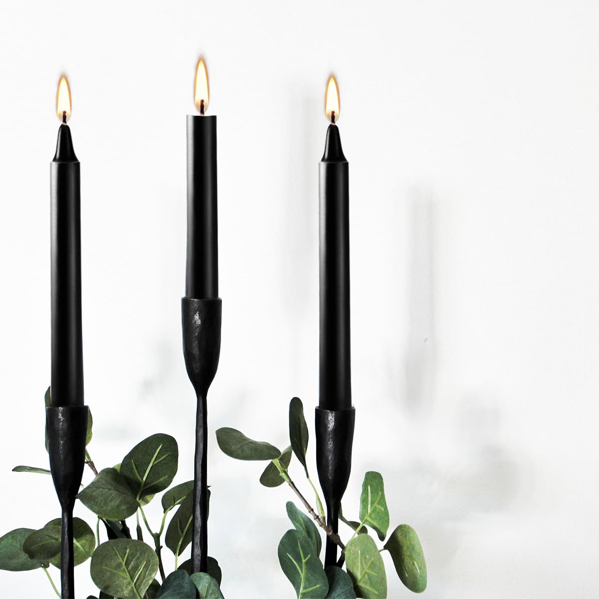 4 Inch Smokeless Black Taper Candles, Pack of 20, Long-Lasting Lighting Options for Dinners, Parties, Ceremonies and Shabbat, Burns 1.5 Hours Each