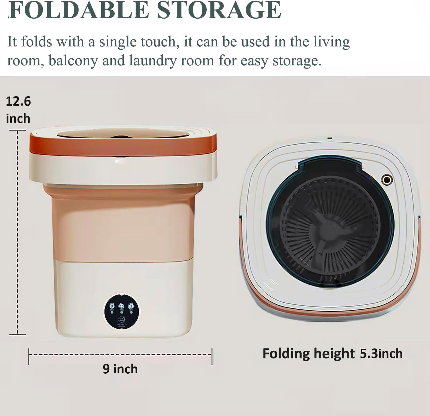 WILDROME- Portable washing machine and dryer -small washing machine mini -9L- portable collapsible washing machine - Foldable Mini Washing Machine for baby Clothes- portable washer for apartments