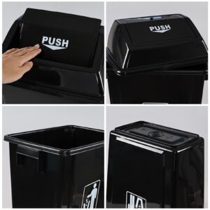 Yuright 4 Packs 13 Gallon Plastic Trash Can with Swing Lid, Kitchen Swing Top Garbage Can, Black