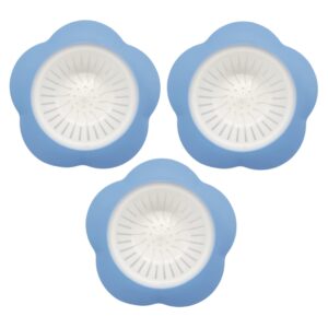 handy housewares 4.25" flower shaped kitchen sink strainer basket - fits most standard sinks (pastel blue, 3 pack)