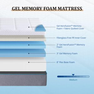 EGOHOME California King Mattress 14 Inch Cooling Gel Memory Foam, Fiberglass Free, Mattress Bed in a Box for Back Pain Relief, Medium Firm, CertiPUR-US Certified, 72”x84”x14”, White