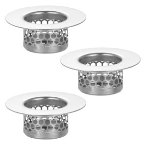 bathroom sink drain strainer, stainless steel strainers for kitchen and bathtub drain hair catcher, fits holes 1.25" to 1.60" - durable drain filters for sinks, showers, and rvs(3-pack)