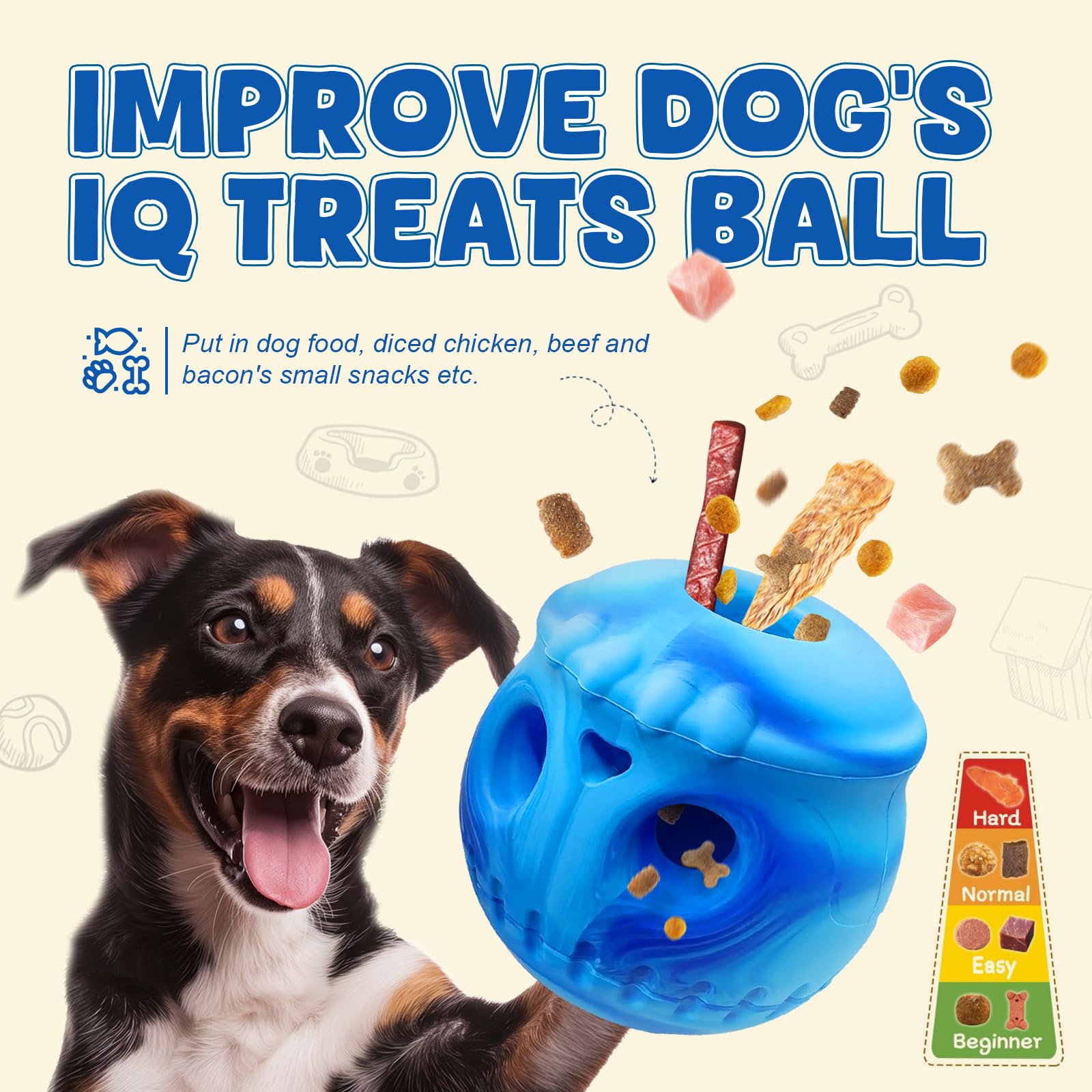 Interactive Frozen Treats Dog Toy with Mold, Dispensing Toys for Aggressive Chewer No-Boredom, Skull Fillable Slow Feeder with Rope, Tough Rubber Puzzle Dog Ball Keep Them Busy Mental Enrichment Toys