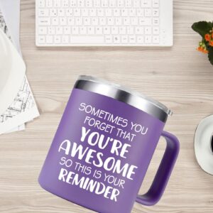 Birthday Gifts for Women Who Have Everything - Sometimes You Forget You Are Awesome Gifts for Women Sister - Christmas Gifts for Mom from Daughter Purple Mug Gifts Baskets for Women Fun Teacher Gifts