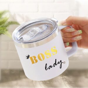 EchoMaven Bosses Day Gifts for Her, Boss Lady Gifts, Boss Lady Appreciation Gifts, Boss Lady Stainless Steel Coffee Mug with Lid Straw, Birthday Christmas Gifts for Boss Lady Women, Black