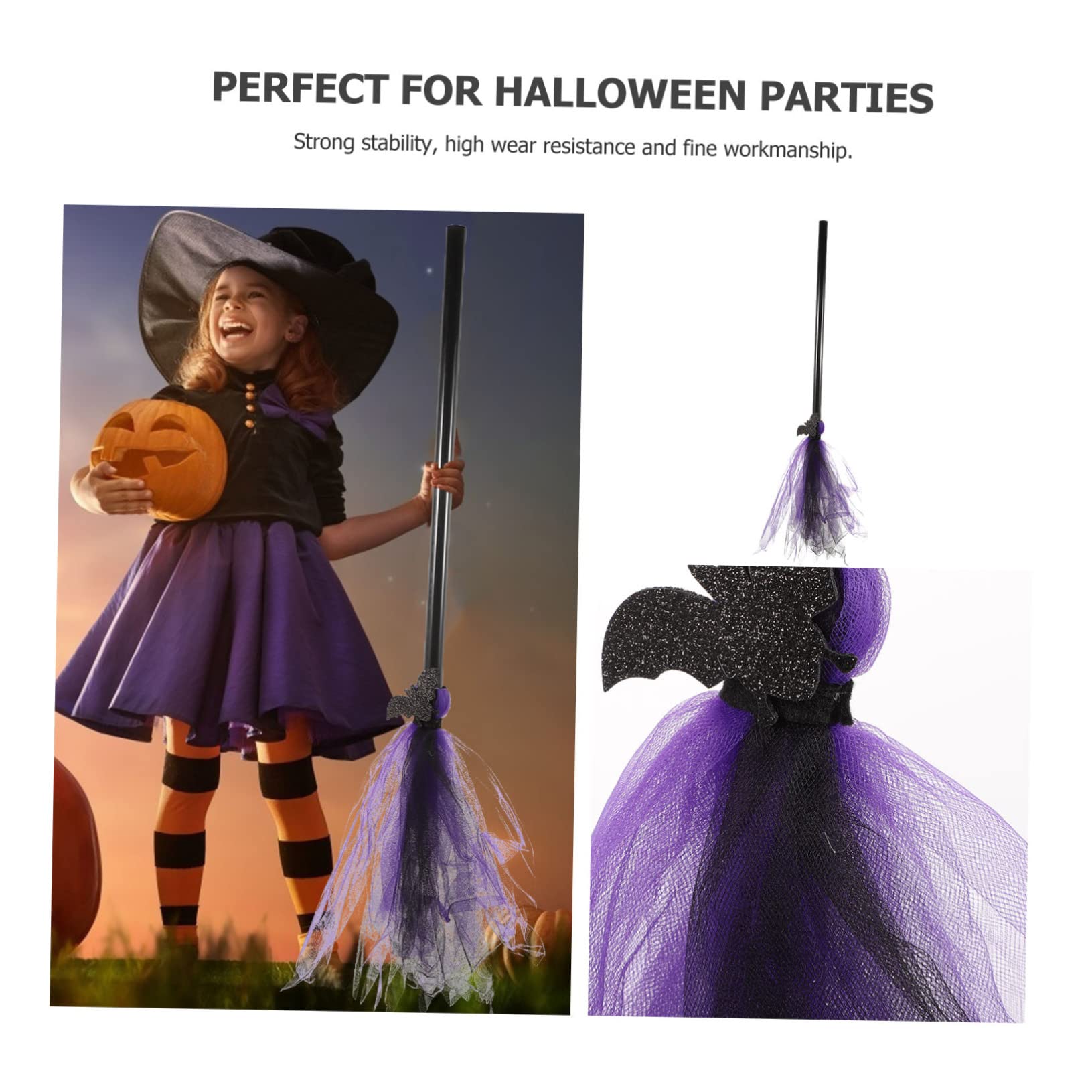 Holibanna 1pc Halloween Broom Besom for Party Creative Halloween Besom Witch Broomstick Costume Witch Broom Halloween Decoration Witch Broom Party Decoration Besom Prop Purple Plastic