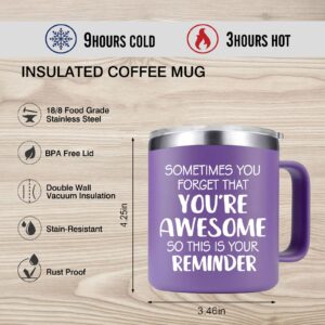 Birthday Gifts for Women Who Have Everything - Sometimes You Forget You Are Awesome Gifts for Women Sister - Christmas Gifts for Mom from Daughter Purple Mug Gifts Baskets for Women Fun Teacher Gifts