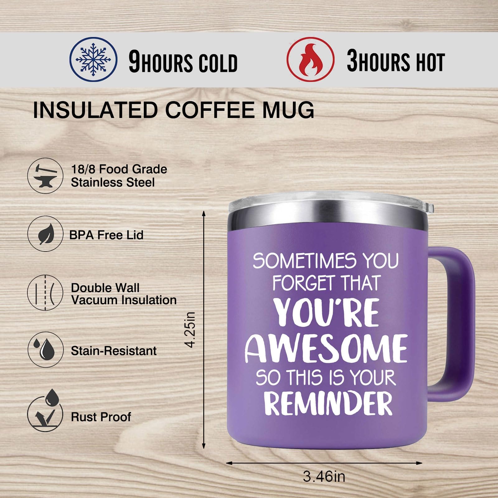 Birthday Gifts for Women Who Have Everything - Sometimes You Forget You Are Awesome Gifts for Women Sister - Christmas Gifts for Mom from Daughter Purple Mug Gifts Baskets for Women Fun Teacher Gifts