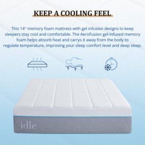 EGOHOME California King Mattress 14 Inch Cooling Gel Memory Foam, Fiberglass Free, Mattress Bed in a Box for Back Pain Relief, Medium Firm, CertiPUR-US Certified, 72”x84”x14”, White