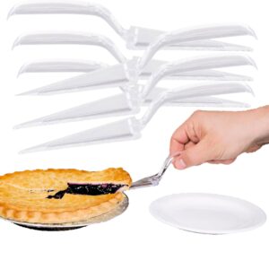 (pack of 6) clear 10" disposable plastic pie and cake servers, heavy duty spatula for serving, cutting, and slicing pizza, pastry, and desserts (clear, pack of 6)