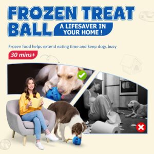 Interactive Frozen Treats Dog Toy with Mold, Dispensing Toys for Aggressive Chewer No-Boredom, Skull Fillable Slow Feeder with Rope, Tough Rubber Puzzle Dog Ball Keep Them Busy Mental Enrichment Toys